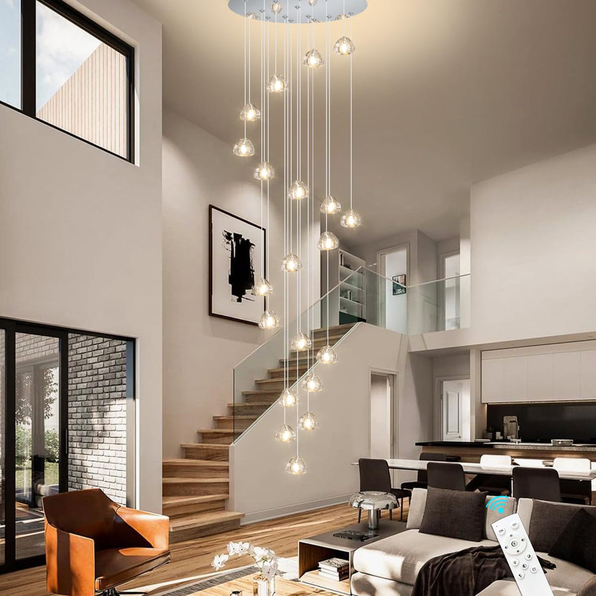 HAIXIANG 20-Lights Modern Chandeliers for Living Room Long Light High ...