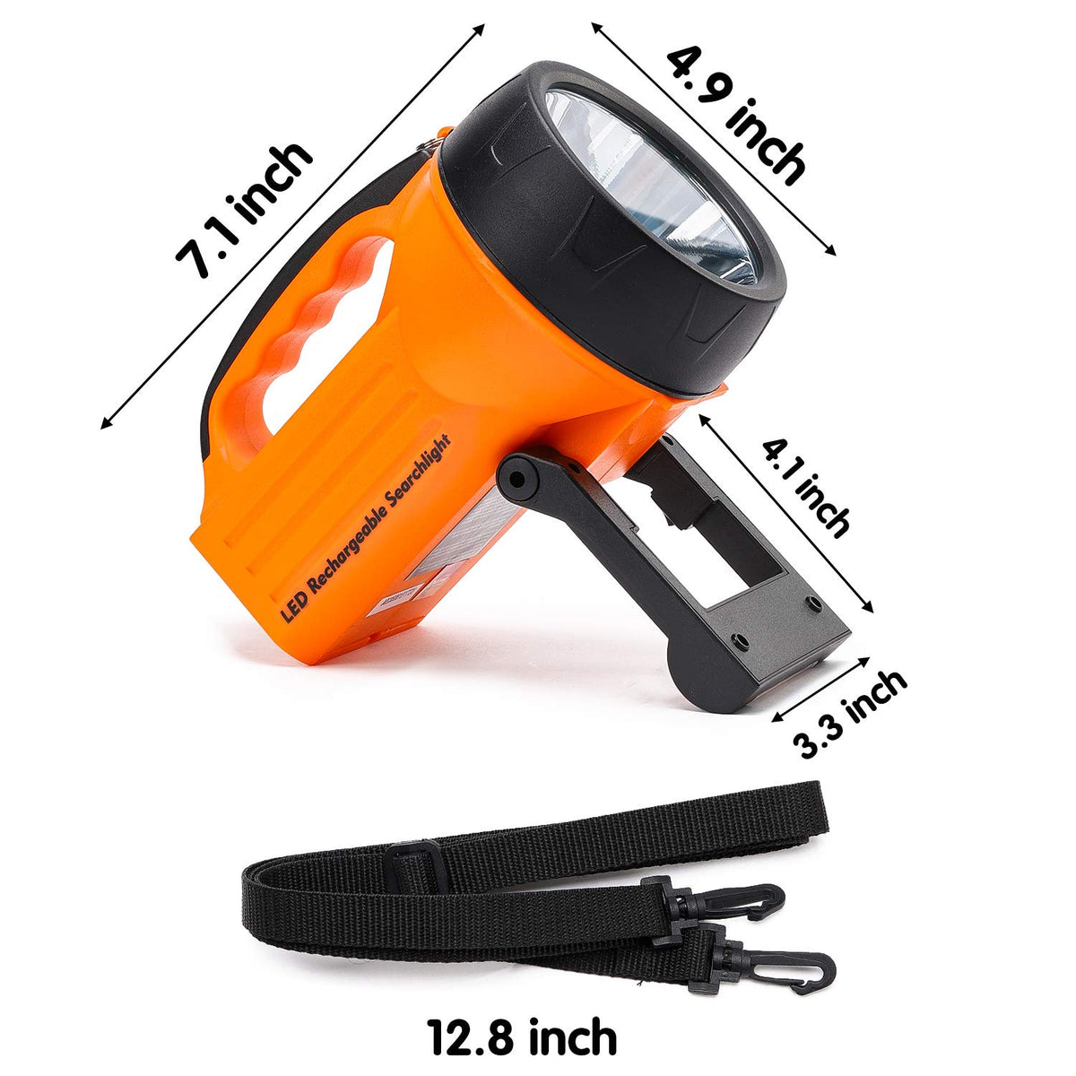WASING 10W LED Rechargeable Spotlight Flashlight, 1000 Lumens, Orange ...