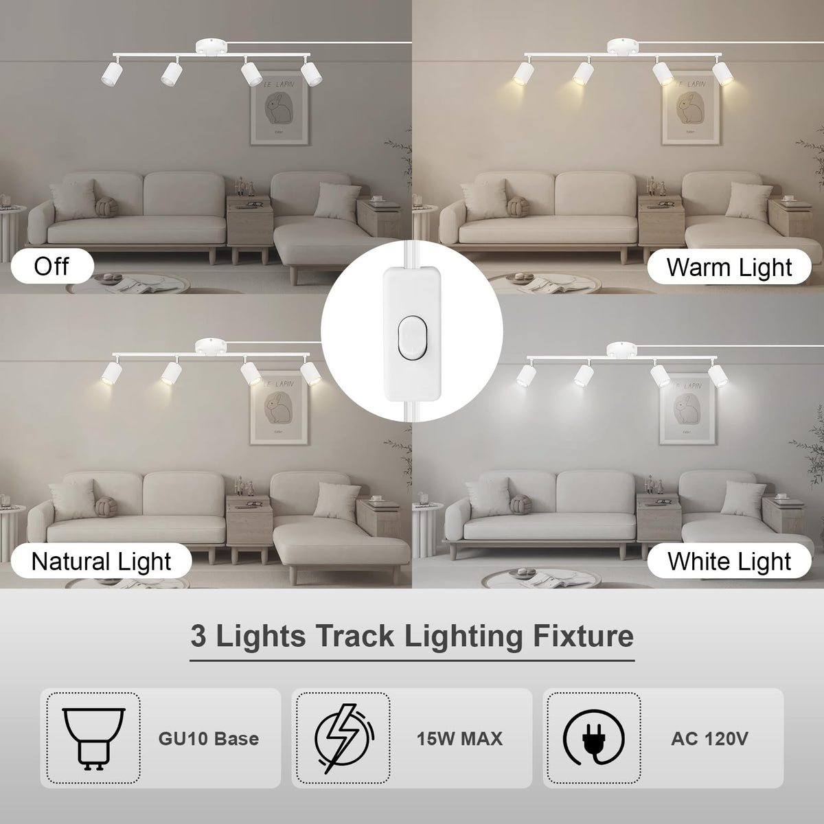 Track Lighting Plug In Led Track Lighting Fixtures Ceiling Kit White 4 ...