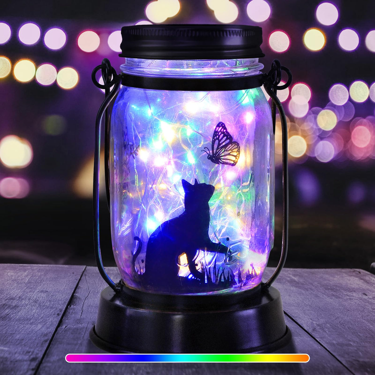 Kyoryuger Cat Solar Lantern - Colorful Cat Design for Garden, Patio, P ...