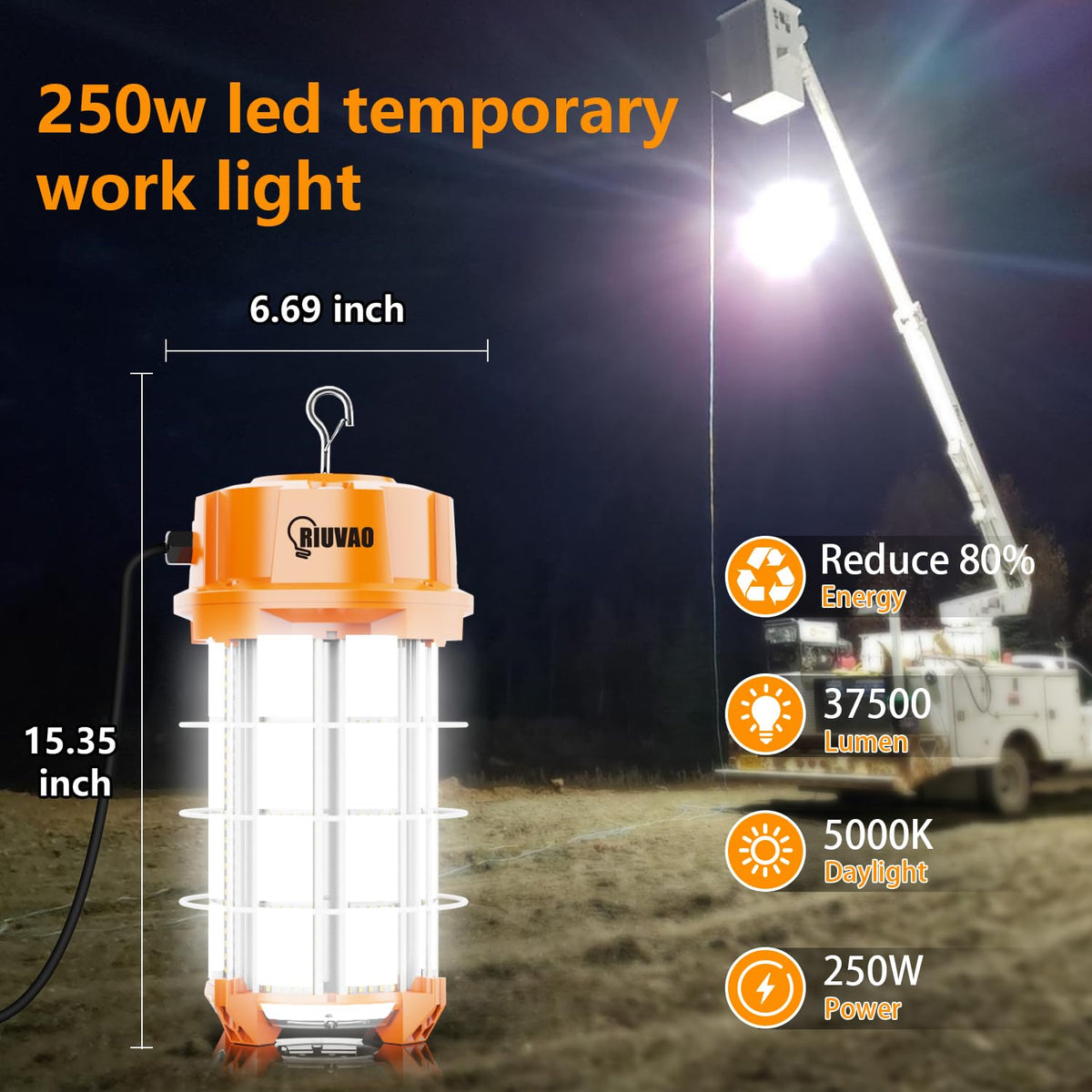 250W Led Temporary Work Light 37500Lm 5000K Construction Lights Led Wo ...
