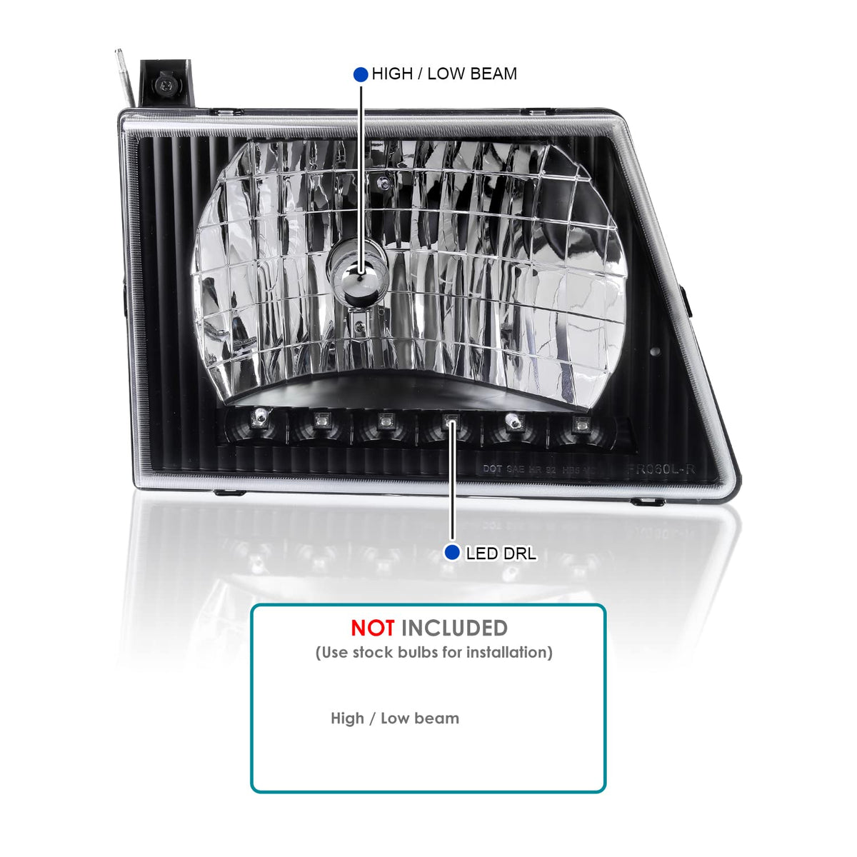 SPEC-D Tuning LED Black Headlights for 1992-2006 Ford Econoline Van E1 ...