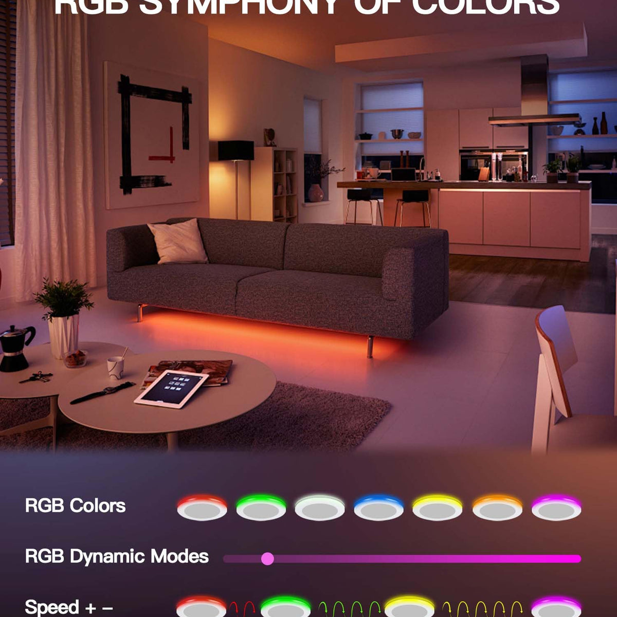 POWERASIA 6 Pack 6 Inch Smart LED Recessed Lighting with RGB Back Light ...