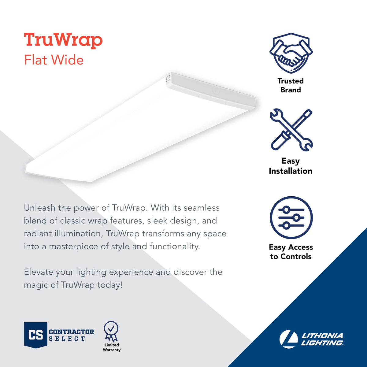 Lithonia Lighting Truwrap 4 Foot Led Ceiling Light Fixture Low-Profile ...