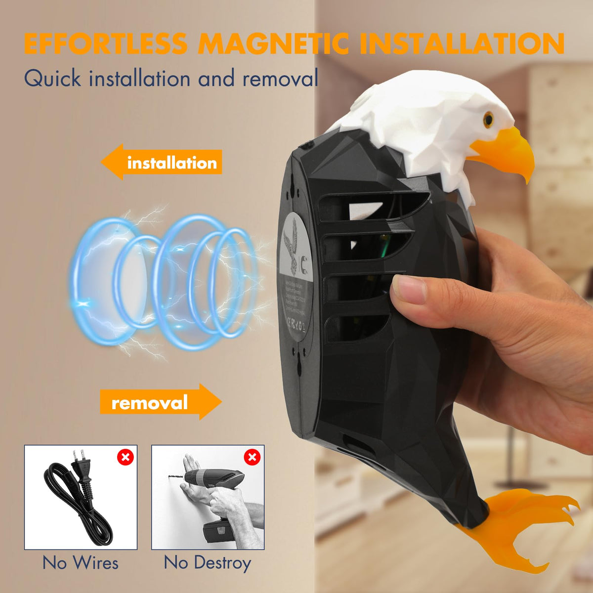 Eagle Wall Light, American Bald eagle light with Eagle Sound, Magnetic ...
