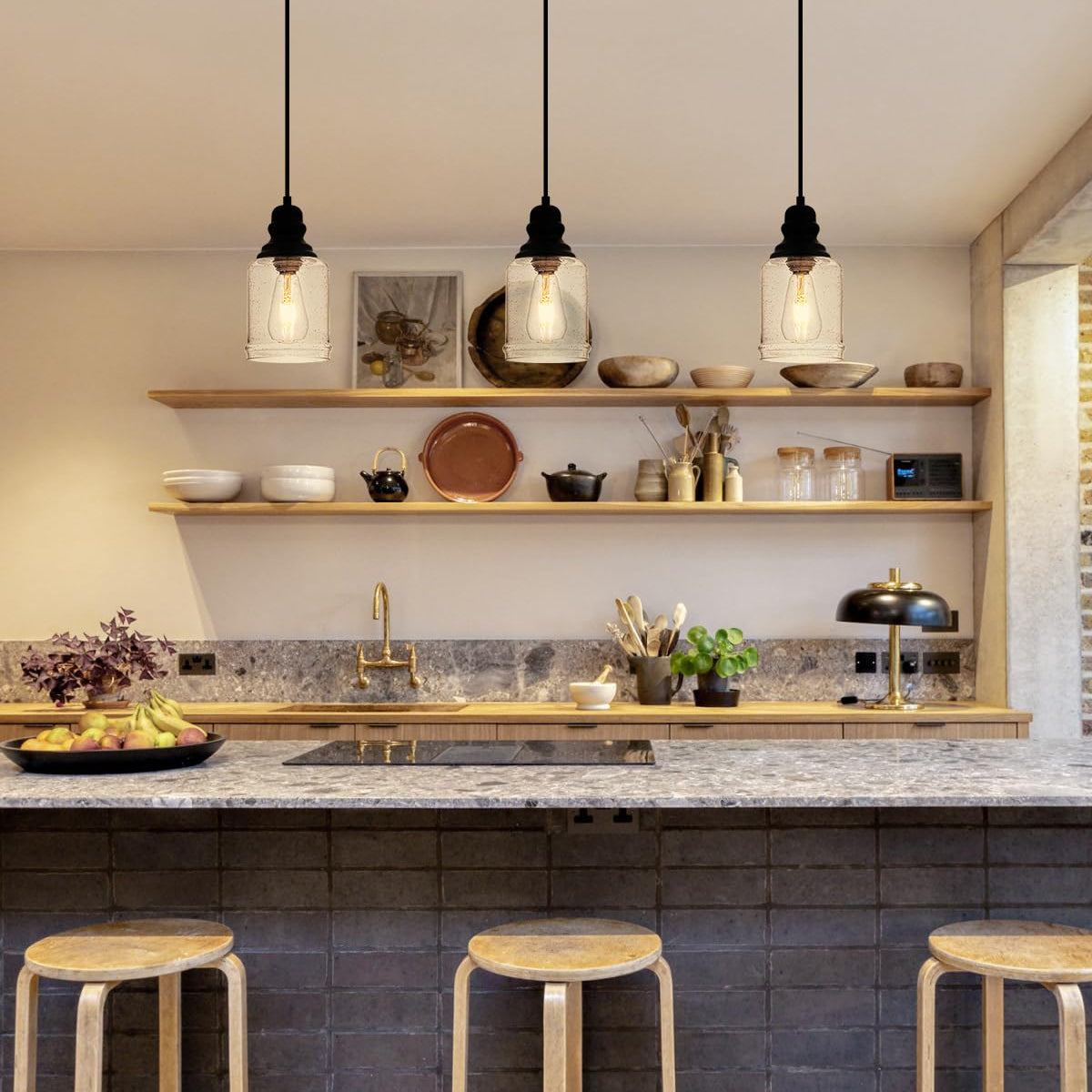 WILON Modern Glass Pendant Lights for Kitchen Island, 6.29'' Mini ...