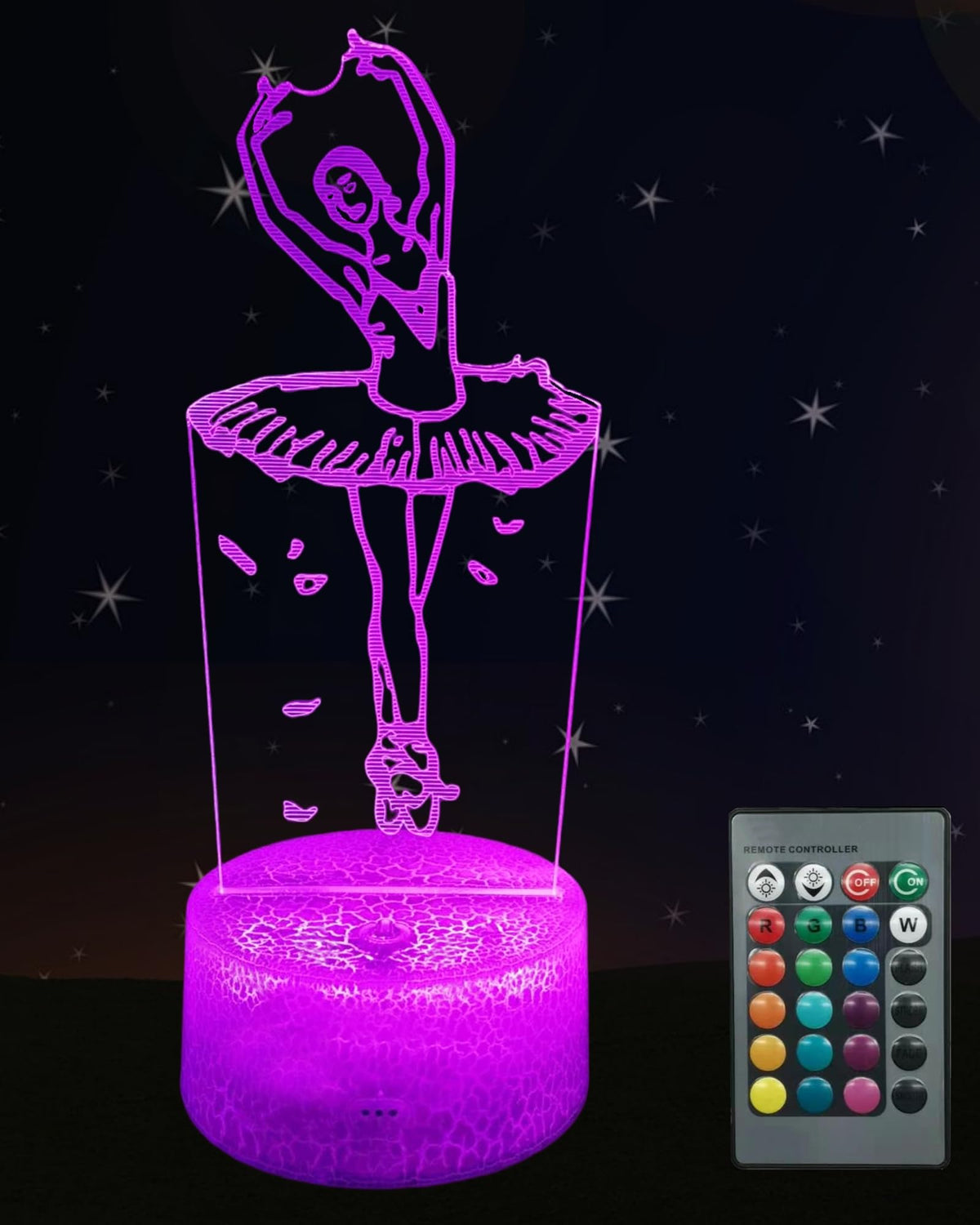 Kenmaca Ballet Dance Night Light, 3D Illusion LED Lamp, 16 Colors, Tou ...