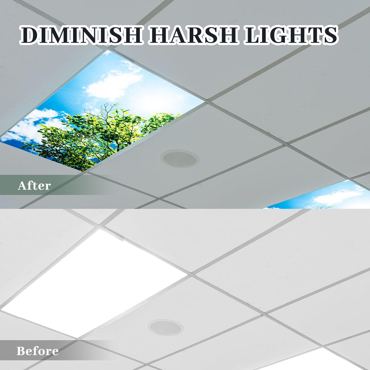 Amylove Fluorescent Light Covers Plastic Diffuser Panels 2x4 Feet Sky ...