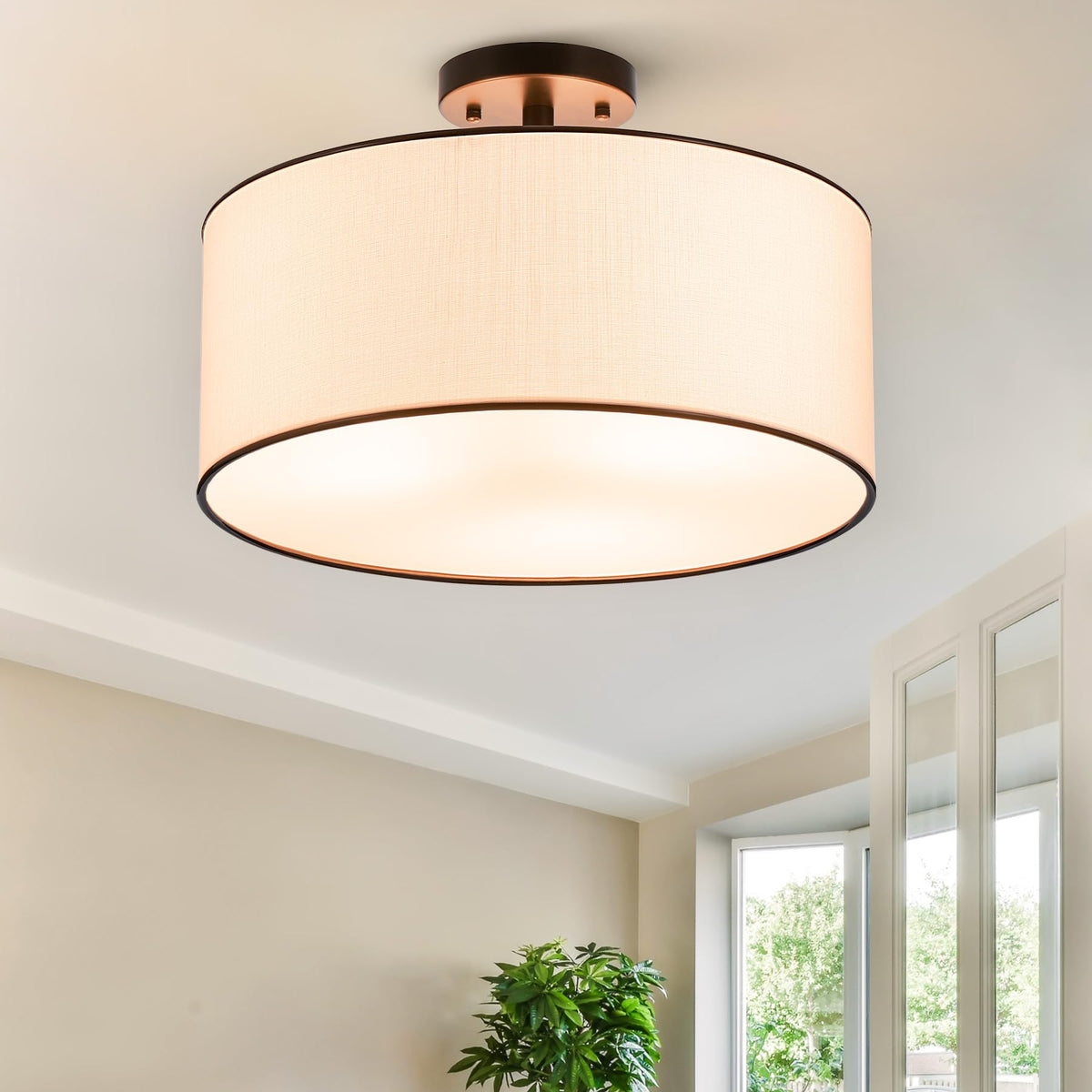 VONLUCE Semi Flush Mount Ceiling Light, 18'' Ceiling Light Fixture with ...