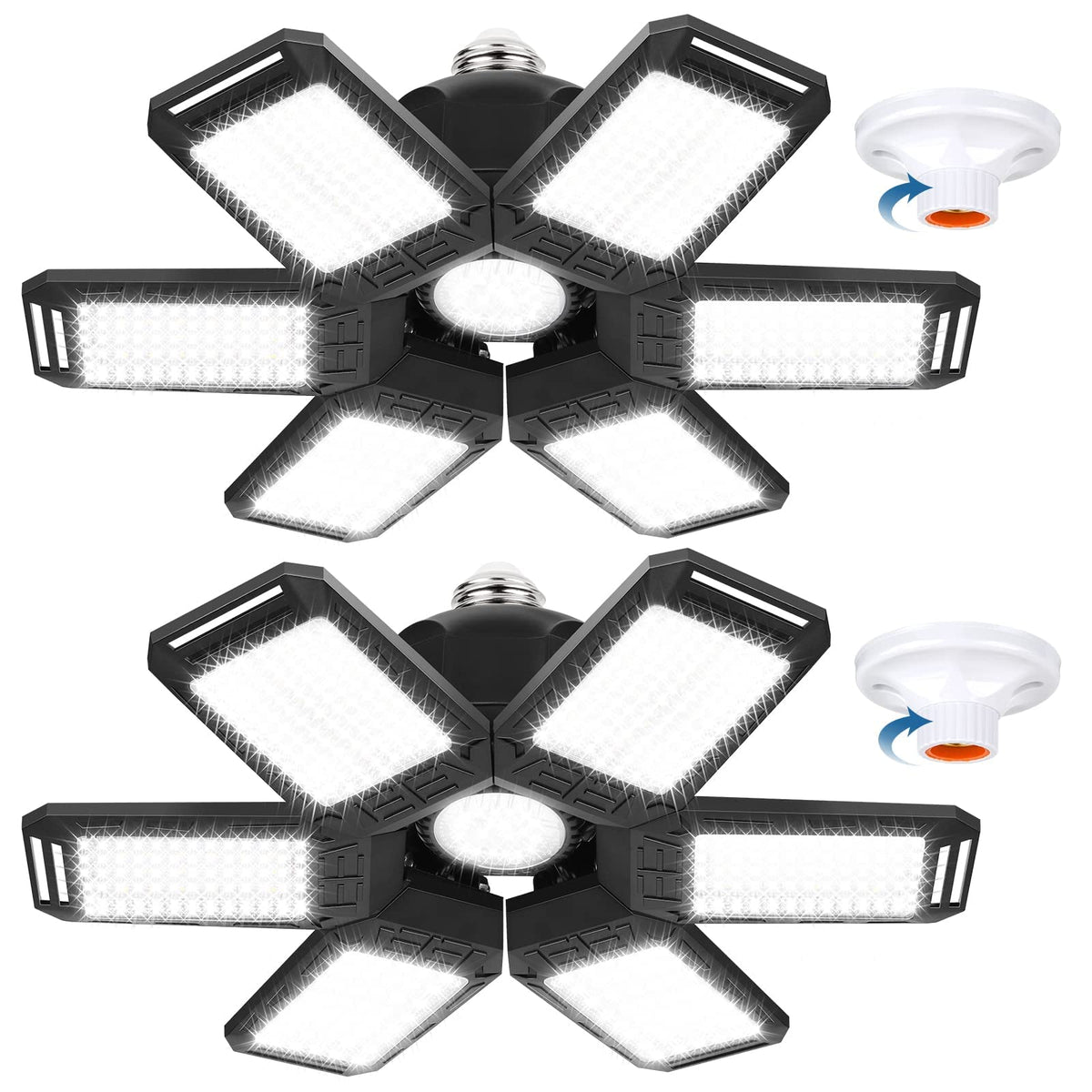 Led Garage Lights 2 Packs, 180W 18000Lm Deformable Triple Glow Garage ...