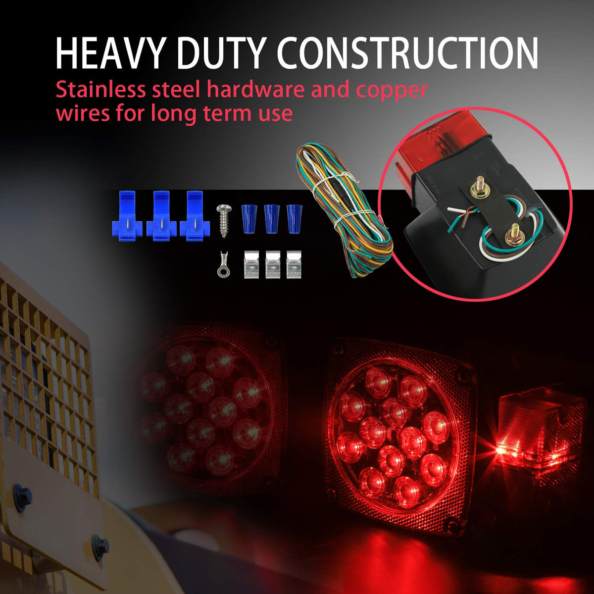 Wellmax 12V Led Trailer Lights Kit, Submersible Tail Lights For Rv, Ma ...