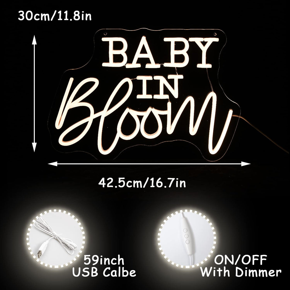 Alkkign Baby In Bloom Neon Sign Baby Neon Lights Warm LED Neon Light S ...