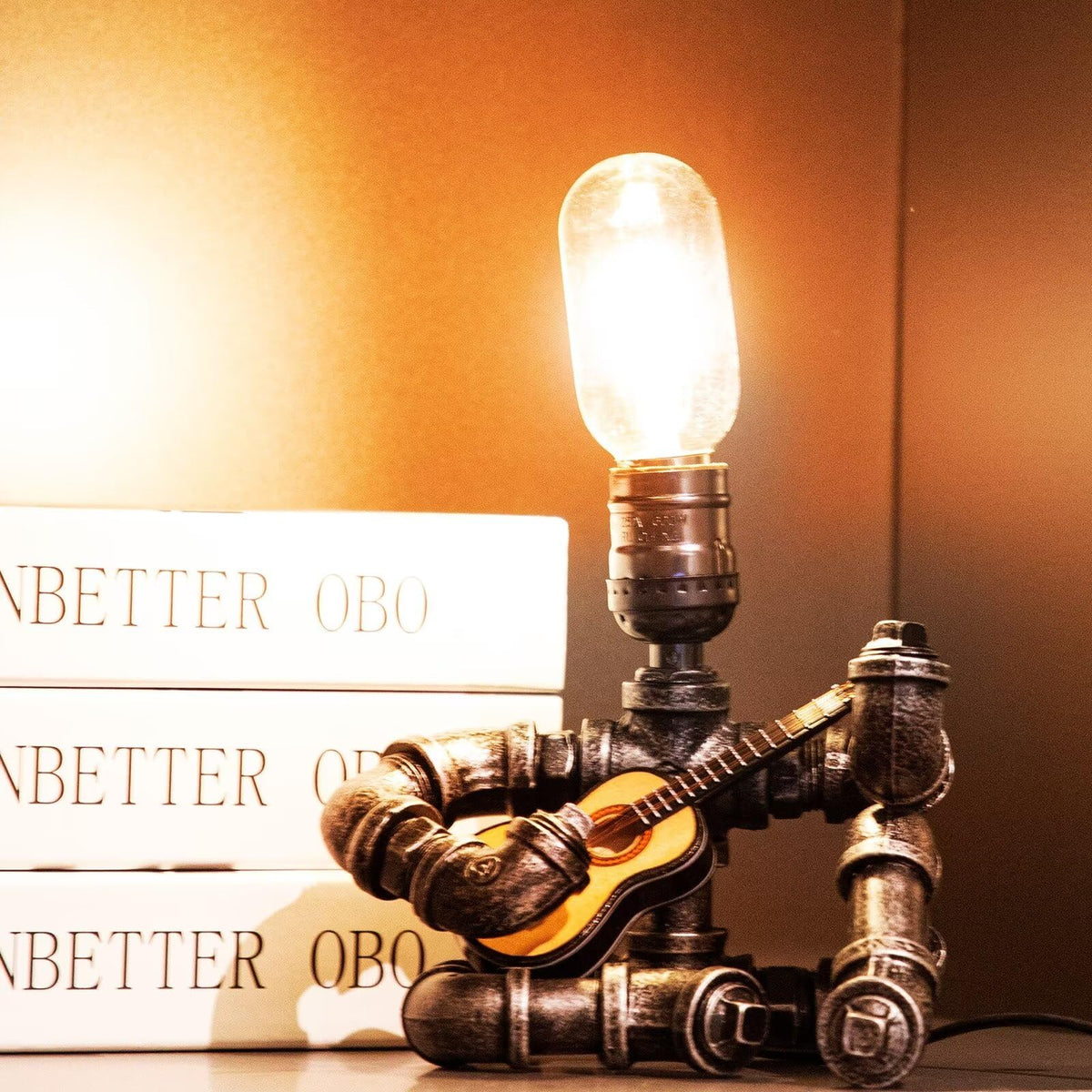 Lcyy.Tg Music Guitar Table Lamp,Steampunk Table Lamp,Retro Guitars Ste ...