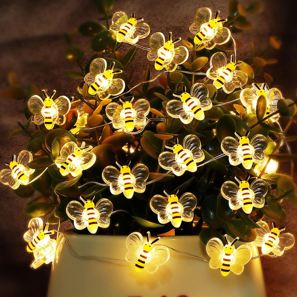 Yoitomehy Bee Lights Bee Bumble Decor 10Ft 30 Led Battery Operated Bee ...