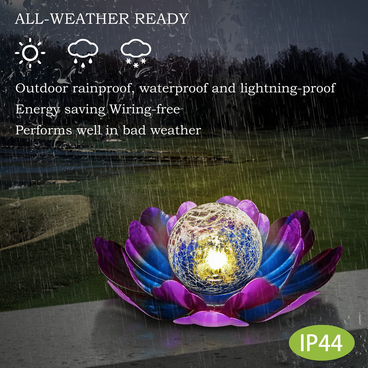 Solar Lotus Flower Light Outdoor Decorations,Solar Powered Outdoor Gar ...
