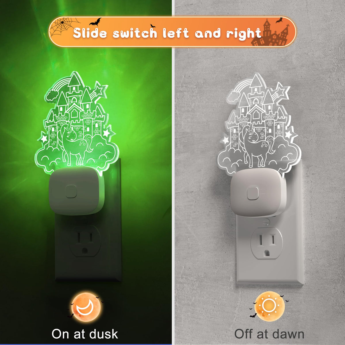 L LOHAS LED Night Light, Acrylic Carved Castle Design, 8-Color Changin ...