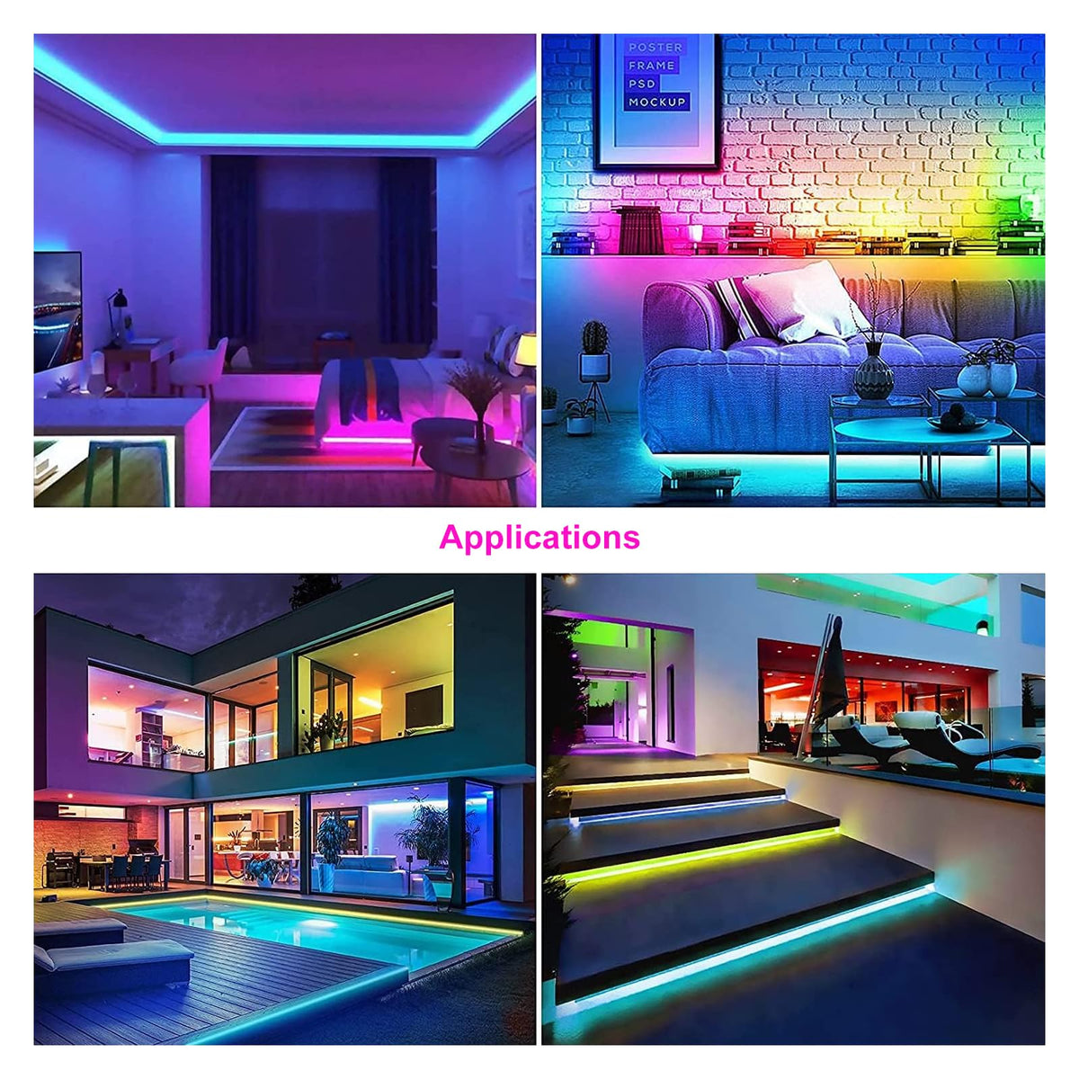 16.4FT WS2812B 5V LED Strip Lights 300 Individual Addressable RGB IC ...