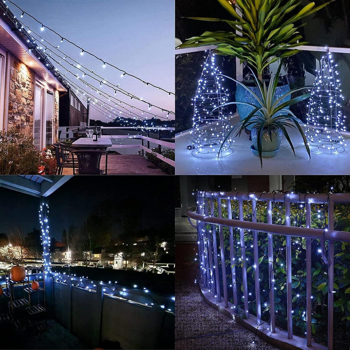 LALAPAO Solar String Lights 400 LED 144FT White Outdoor Waterproof Chr ...