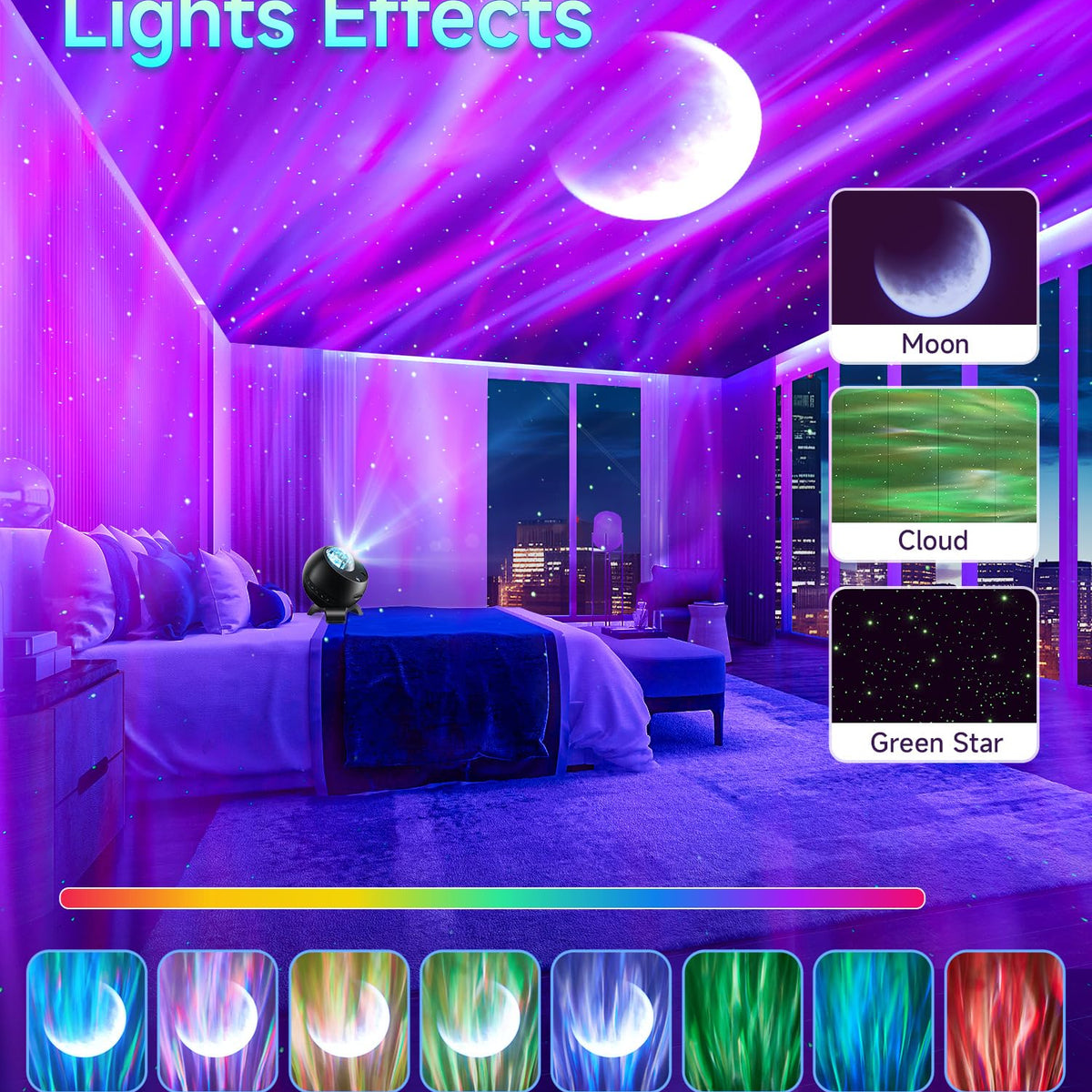 One Fire Galaxy Projector - 21 Colors, 15 White Noise, Bluetooth, Remo ...