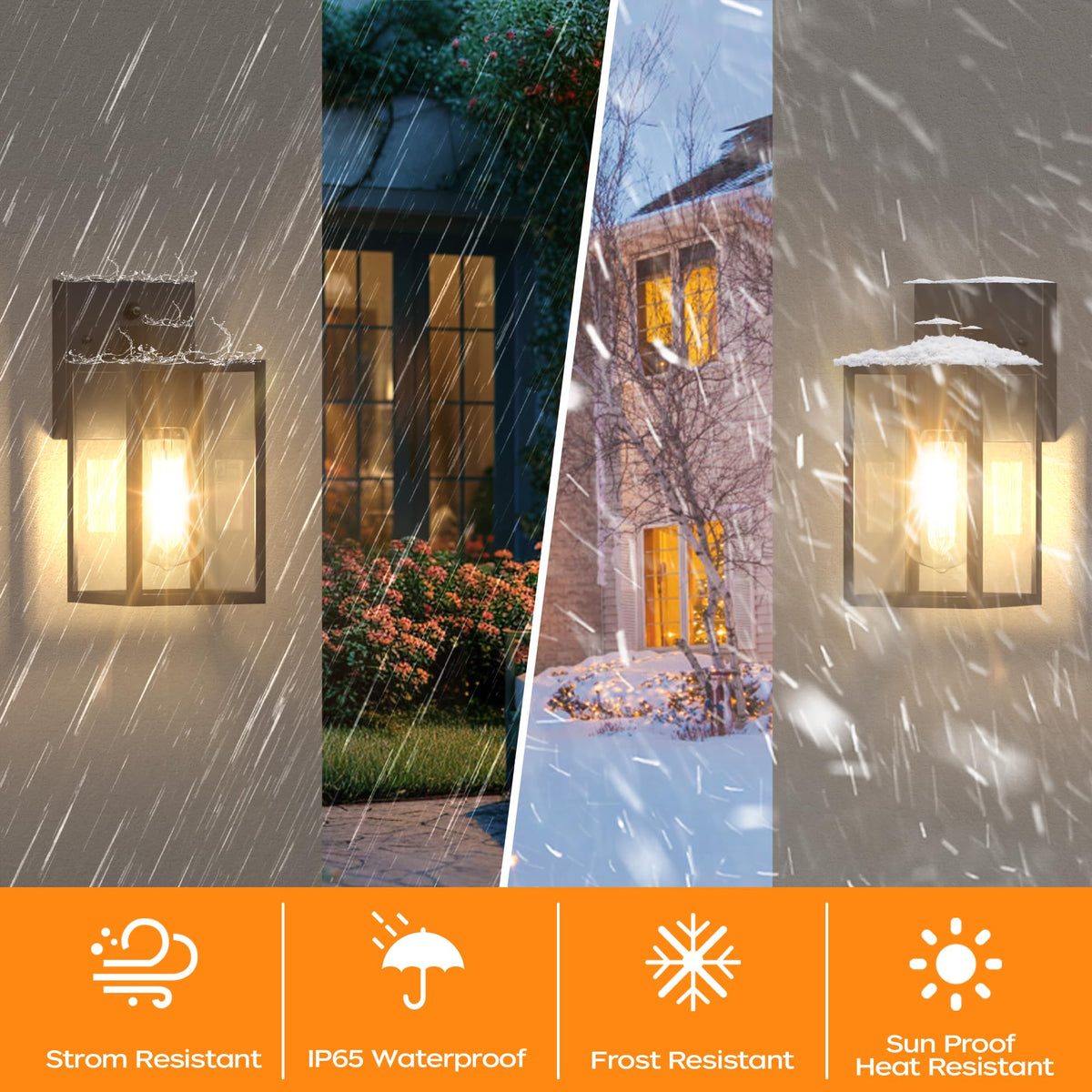 Wihtu Outdoor Sconce Lights - Waterproof Black Wall Lanterns, Metal, M ...