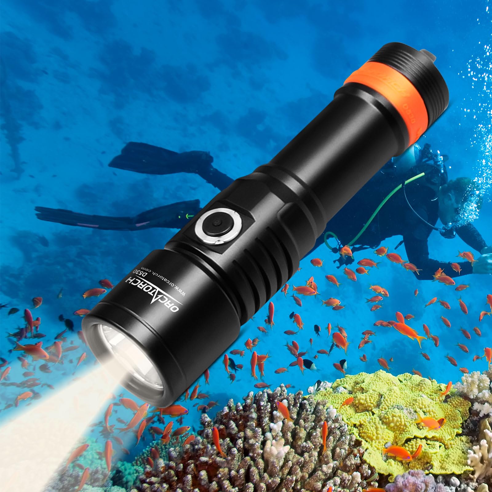 Orcatorch D530 Scuba Dive Light 1200 Lumens 7 Degrees Narrow Beam Angl ...