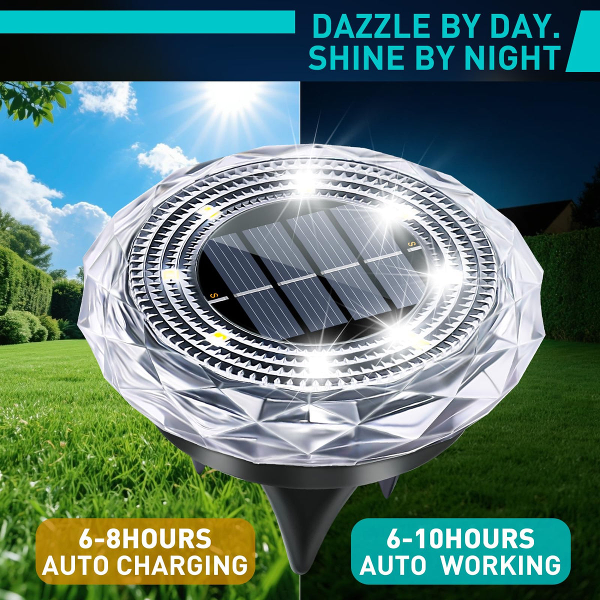 Fortulux Solar Ground Lights Solar Disc Light Outdoor Waterproof Lands ...