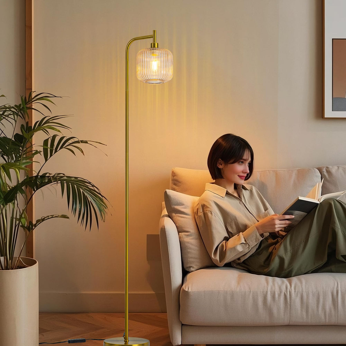 MAYNA Glass Floor Lamp, Modern Vertical Design, Remote Control, 67-Inc ...