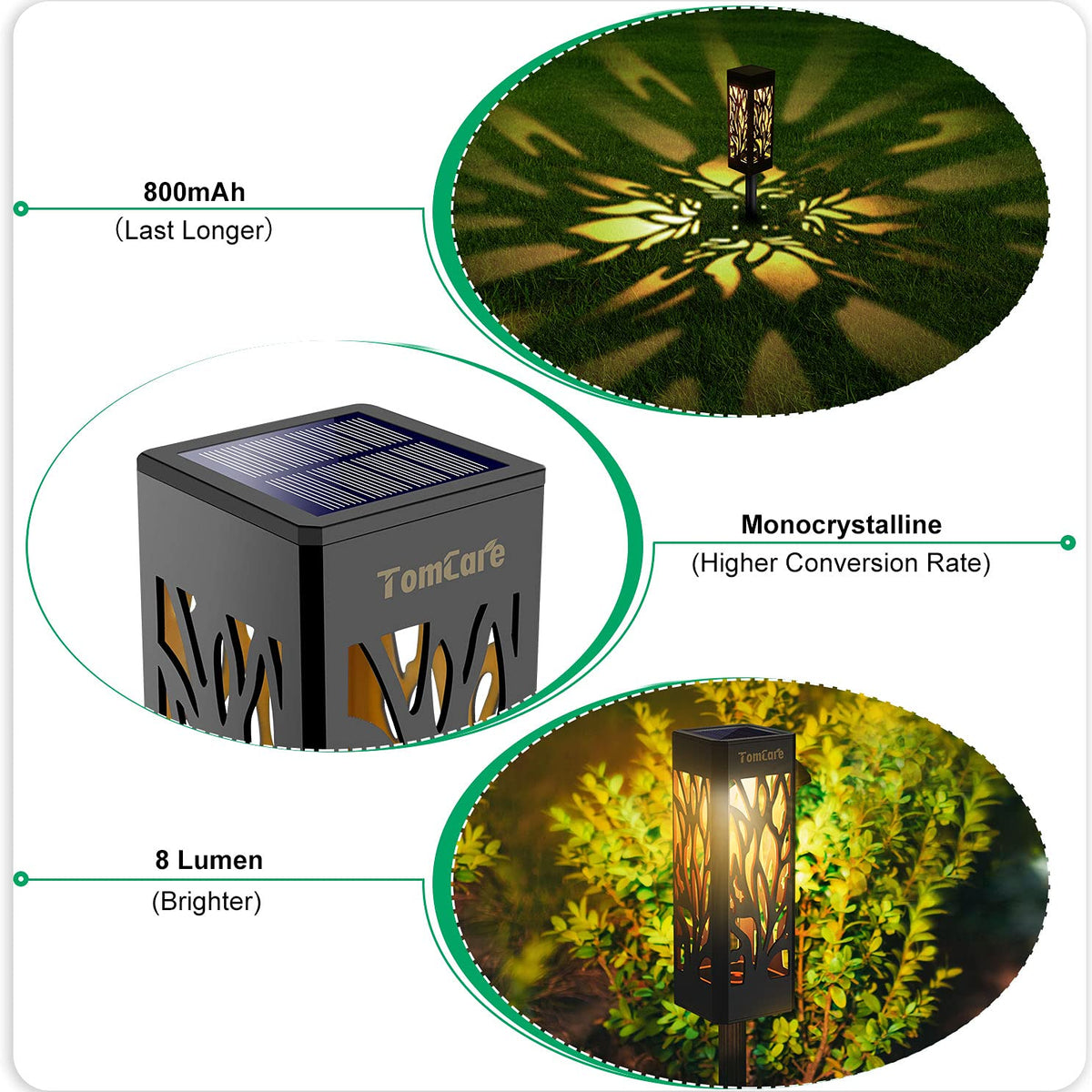 Tomcare Solar Lights Outdoor - Upgraded 8 Pack Waterproof Led Garden L ...