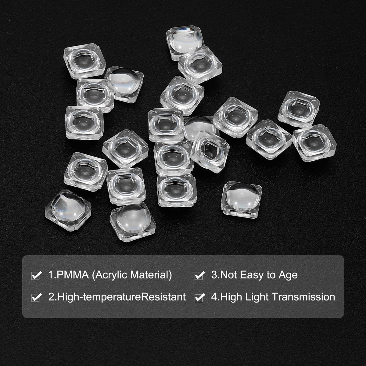 Patikil Led Convex Lens, 100 Pack 90 Degree Beam Angle Acrylic Led Opt ...