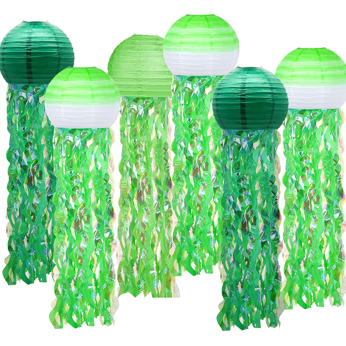 Meiduo 6 Packs Jellyfish Paper Lanterns Hanging Mermaid Wishes Lantern ...