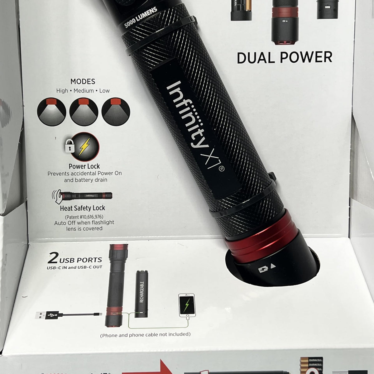 Infinity X1 Rechargeable Flashlight 5000 Lumens - Black Aluminum, Mode ...