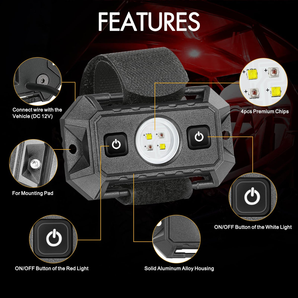 Utv Interior Dome Lights 12V Wired Rfroad Lighting Led Dome Lights Uni ...
