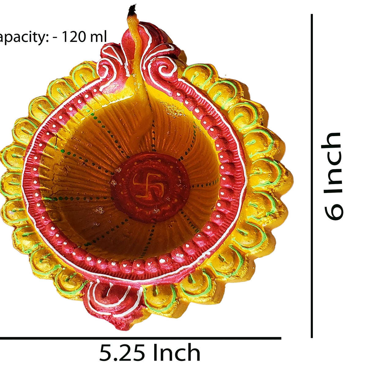 Pure Source India Hand Made Clay Diya for Diwali Decoration, Big Size ...