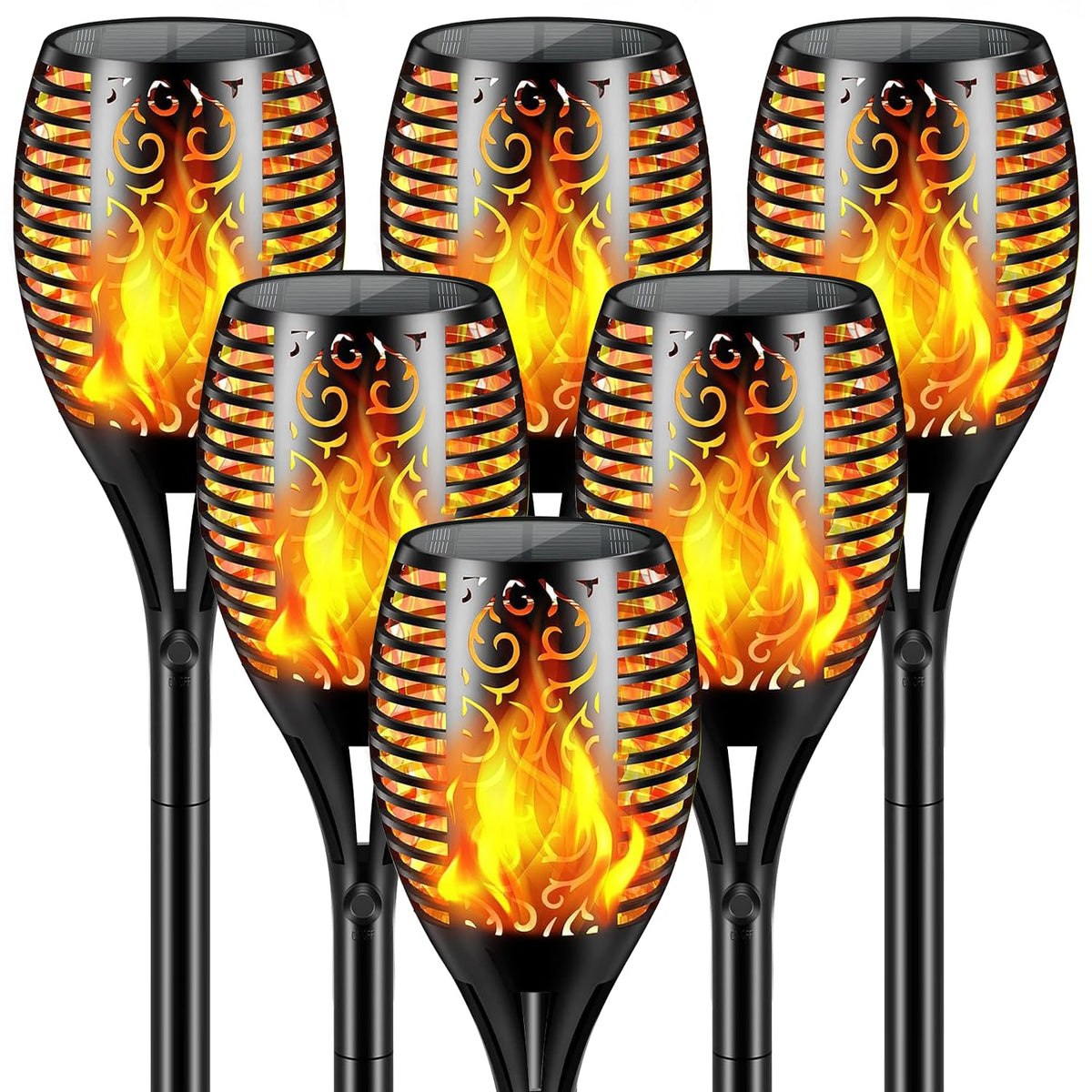 Aigleya Solar Lights Outdoor 99 LED Higher & Larger Flickering Flame S ...