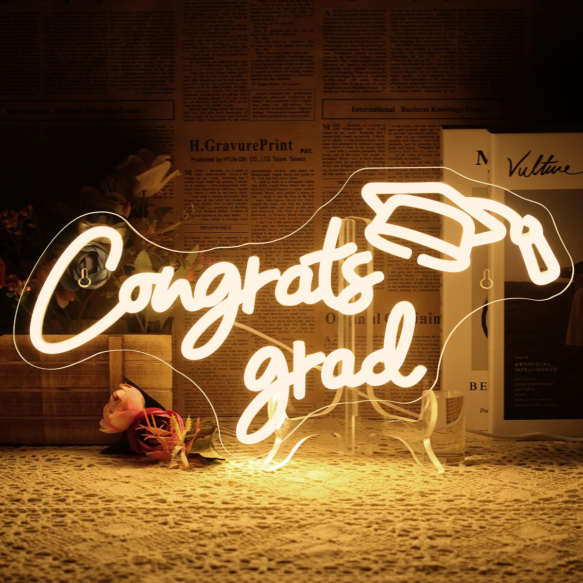 Nosun Congrats Grad Neon Sign Grad Neon Signs For Wall Decor Warm Whit ...
