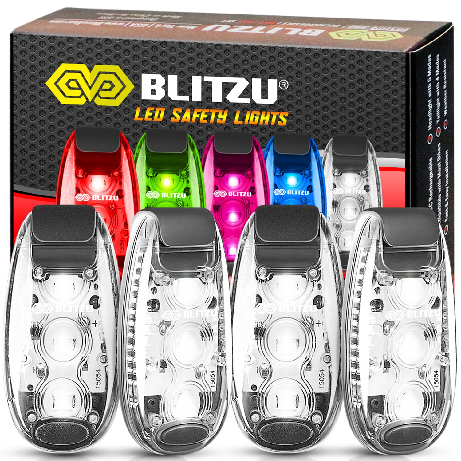 BLITZU LED Safety Lights - 4 Pack for Bike, Kayak, Dog Collar, Strolle – Lightsdaddy