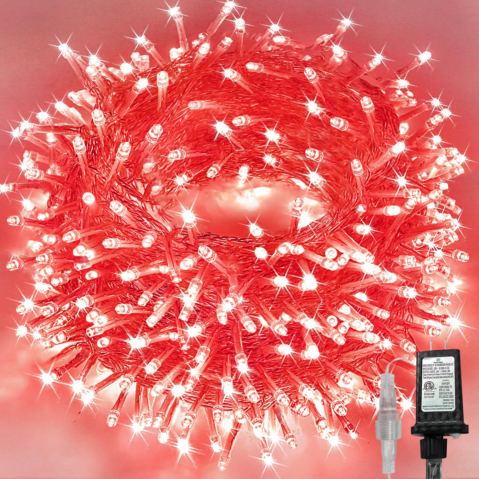 KAQ 240LED Red String Lights, Waterproof Twinkle Fairy Lights with 8 M ...