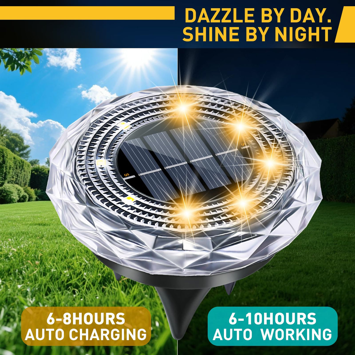 Fortulux Solar Ground Lights Solar Disc Light Outdoor Waterproof Lands ...