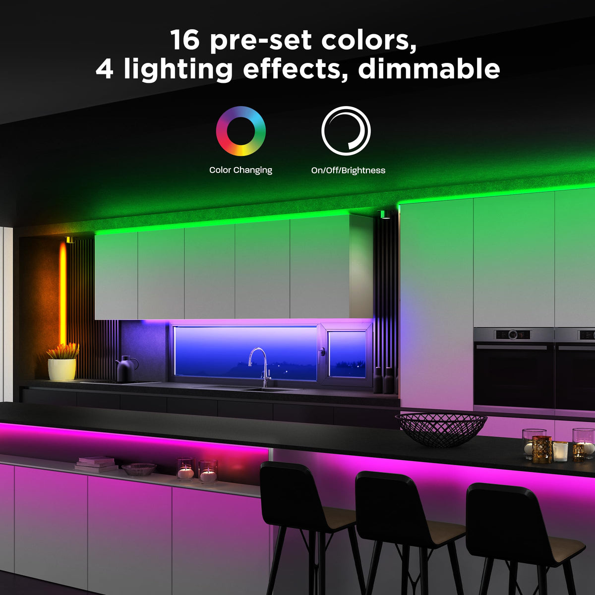 Feit Electric 32ft Color Changing LED Strip Light, Flexible & Cuttable ...