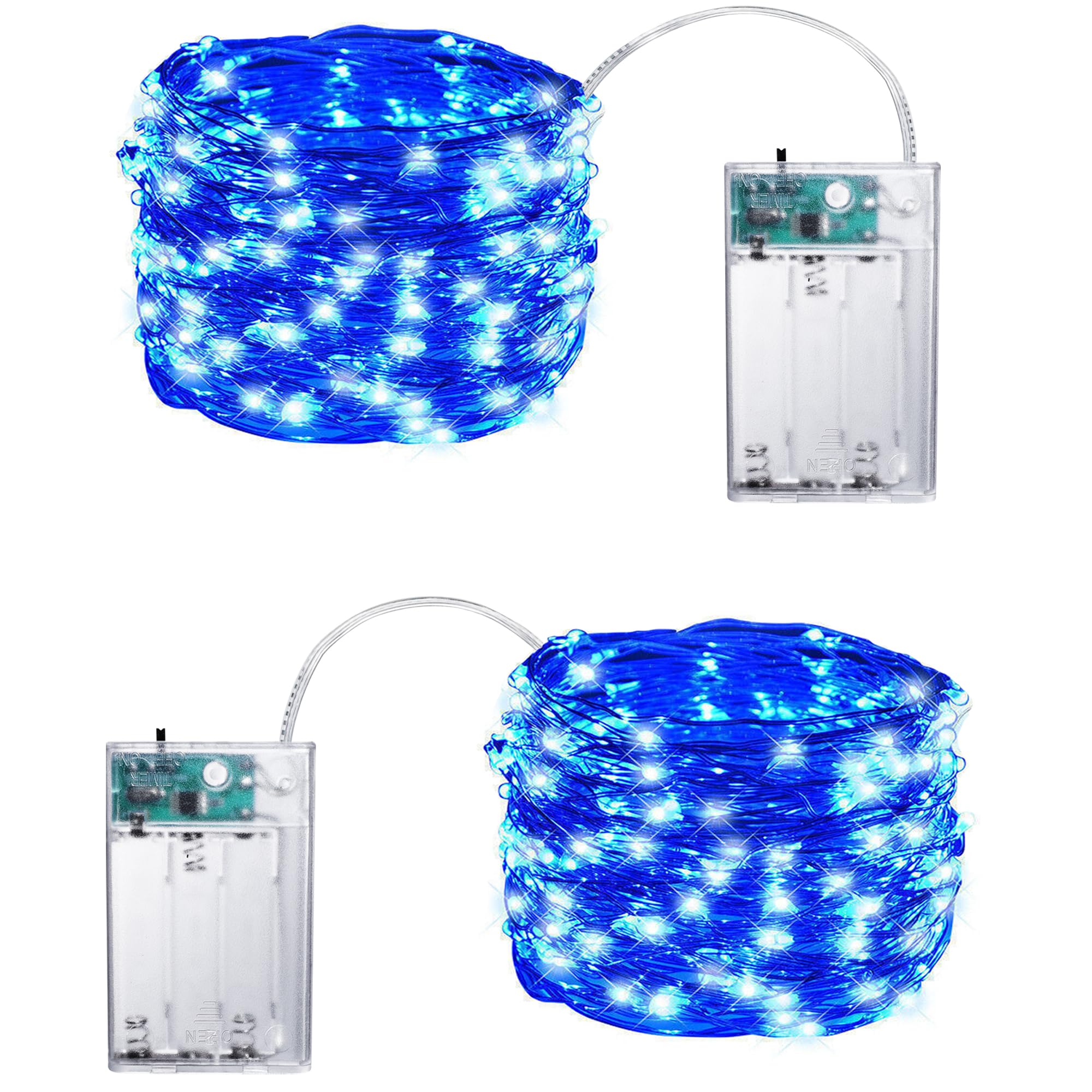 Joomer 32FT 100 LED Battery Operated String Lights, Blue, 2PACK, Twink ...