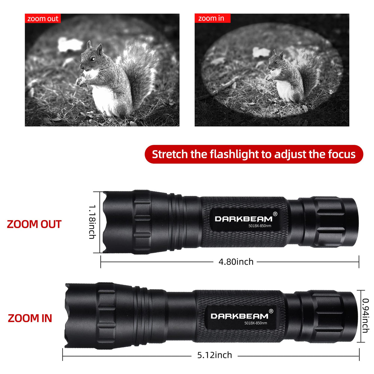 DARKBEAM Infrared Flashlight 850nm - Rechargeable Mini Tactical LED, A ...