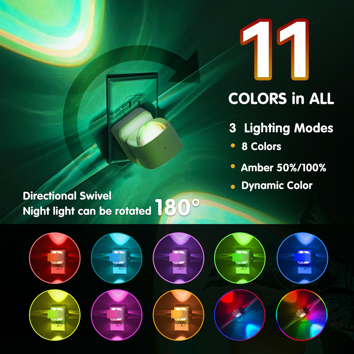 L Lohas Led Night Light Color Changing Night Lights Plug Into Wall Rot ...