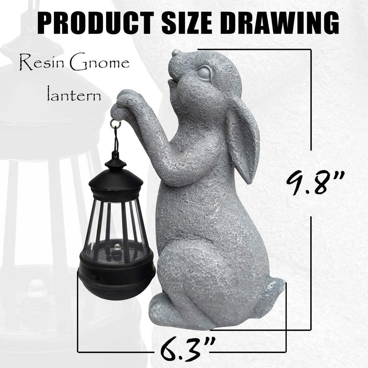 Qobumy Rabbit Solar Garden Statues,Resin Rabbit Figurine Decorations ...