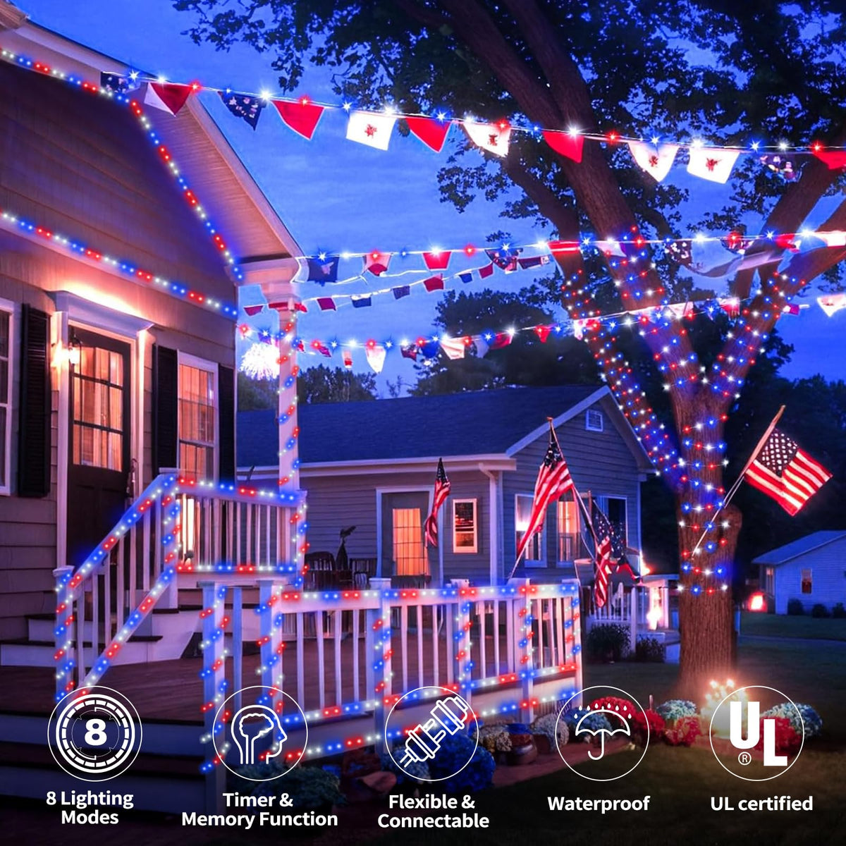 Jnaurb 50ft LED Rope Lights, Waterproof PVC Tube, 360 LEDs, 8 Modes, R ...
