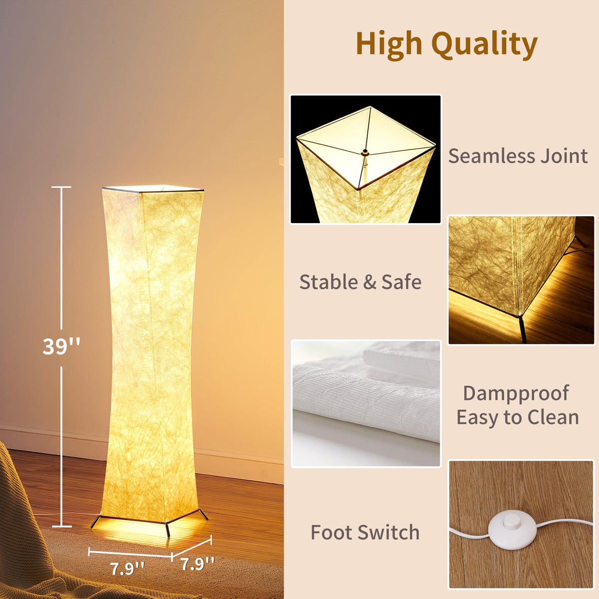 Chiphy Dimmable Floor Lamp - 39 Xs Tall Standing Light, 12Wx2 Led Bulb ...