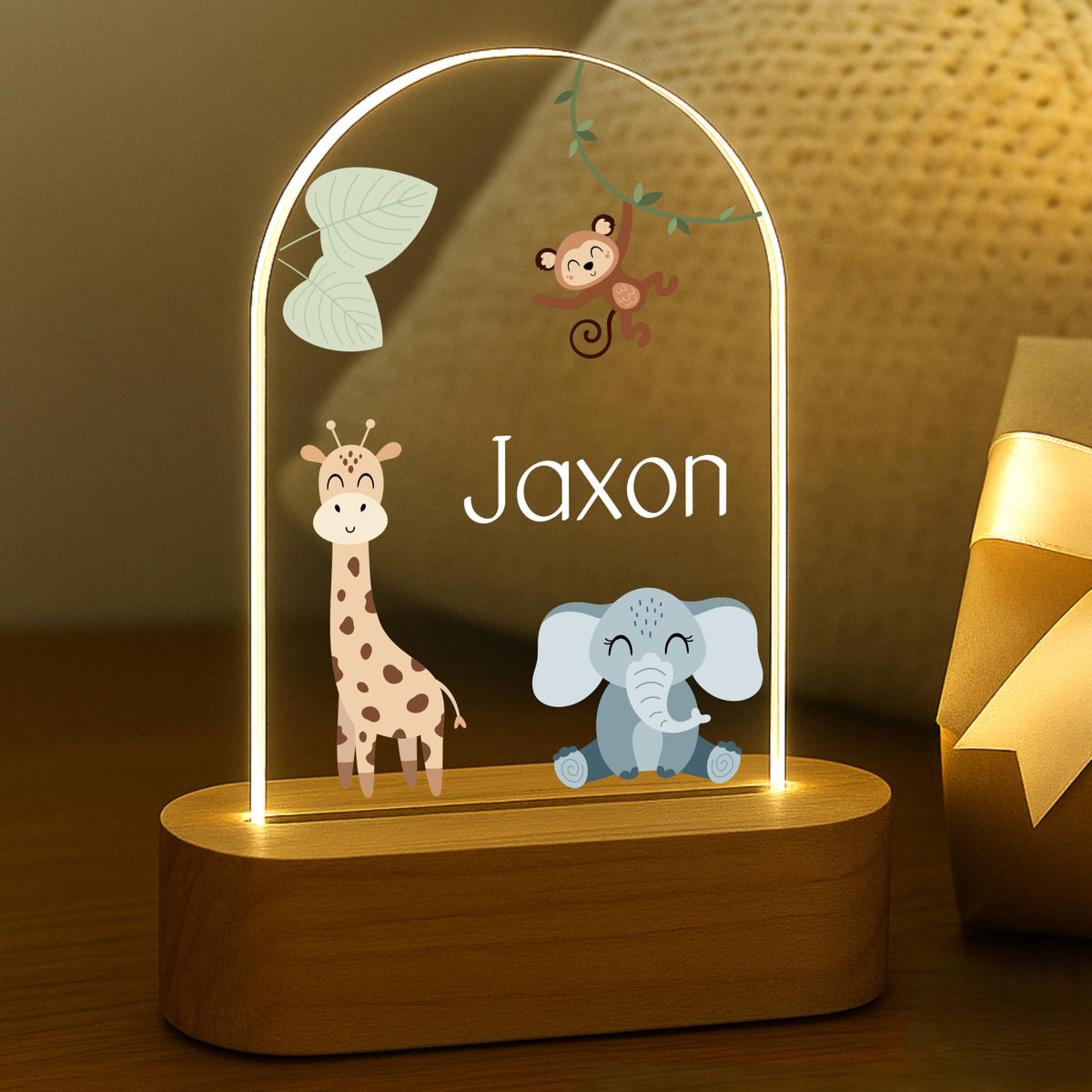 Personalized Safari Baby Night Light for Kids | Custom Name Jungle Nur ...