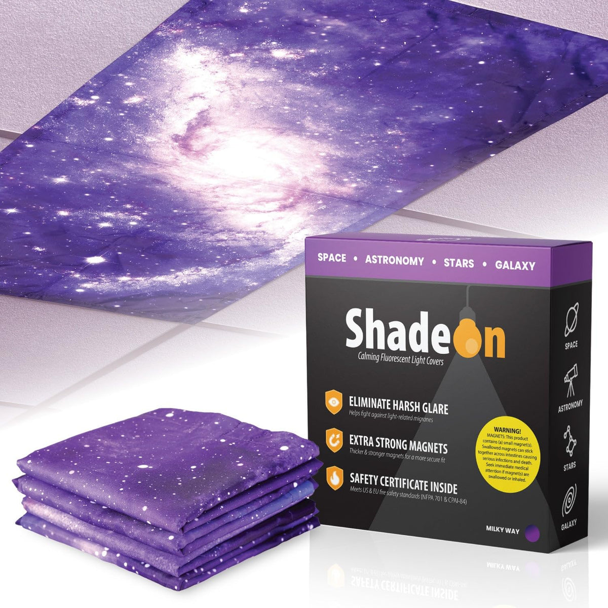 Shadeon Fluorescent Light Covers For Ceiling Lights (4-Pack) - 2X4 Ft ...