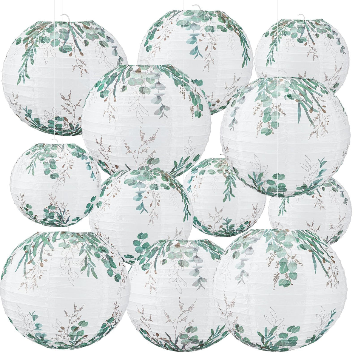 Retisee 12 Pcs Eucalyptus Classroom Decorations Green Paper Lanterns P ...