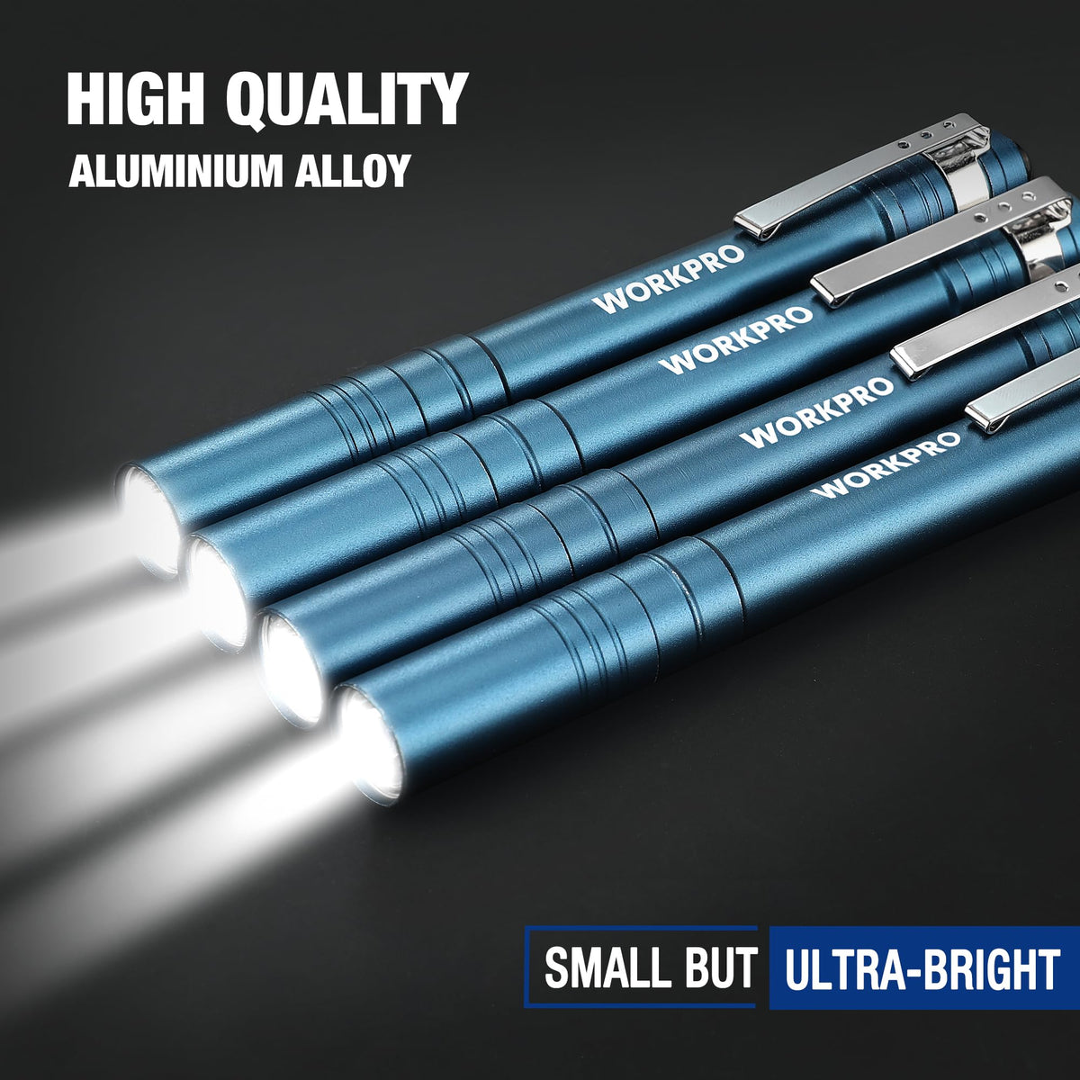 Workpro Led Pen Light - Aluminum Pocket Flashlight With Clip, Blue, Mo ...