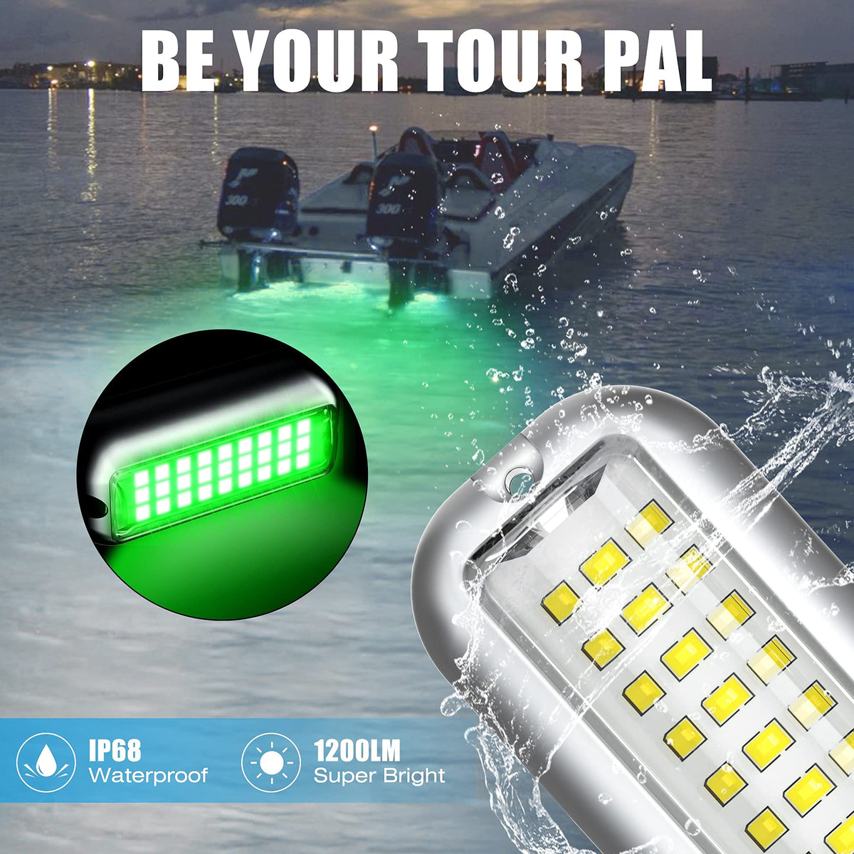 Basiker Bs1 Marine Led Boat Light (2X1200Lm 27Led), 10-36V, 316 Stainl ...